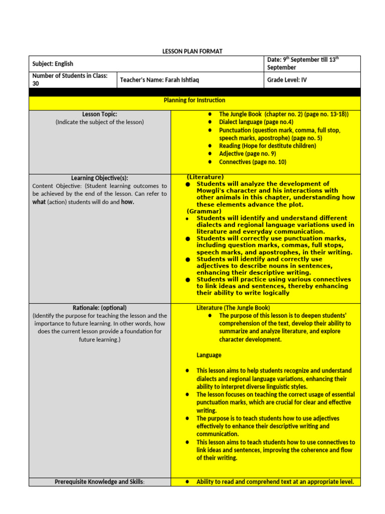 English Lesson Plan: The Jungle Book | PDF | Reading Comprehension ...
