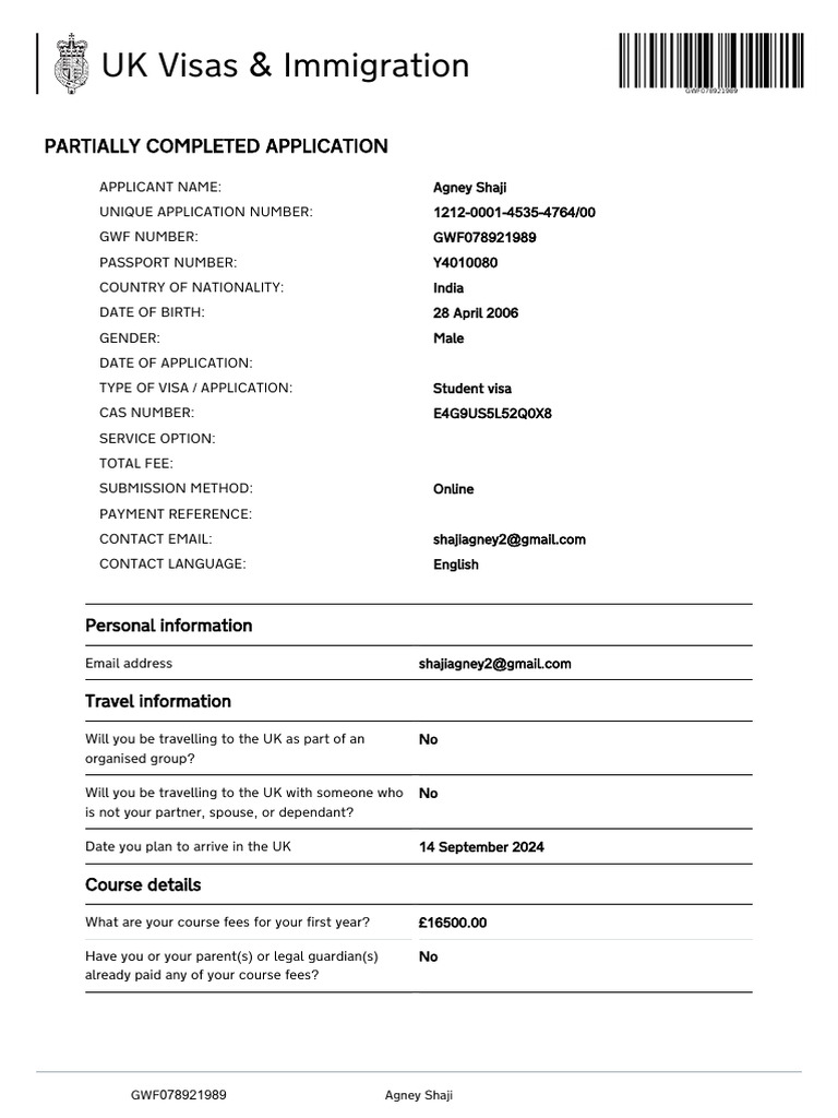 Shaji Agney 2024-08!24!12-21 Incomplete Application | PDF