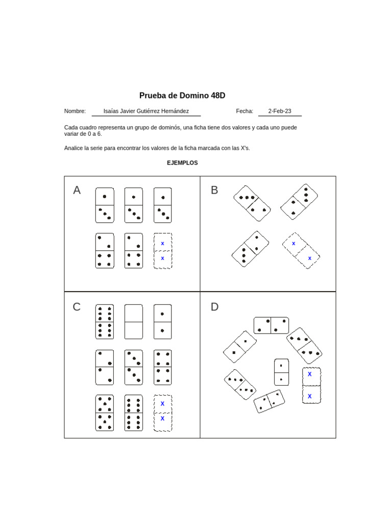 Test Dominos 48D (Completo) | PDF