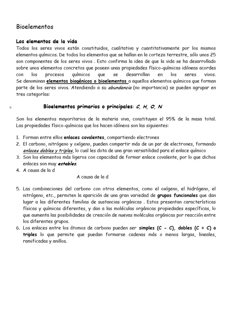 Bioelementos | PDF | Propiedades del agua | Estructura proteica