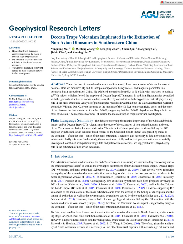 Geophysical Research Letters - 2022 - Ma - Deccan Traps Volcanism ...