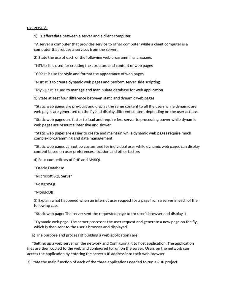 Exercise 6 to8 | PDF