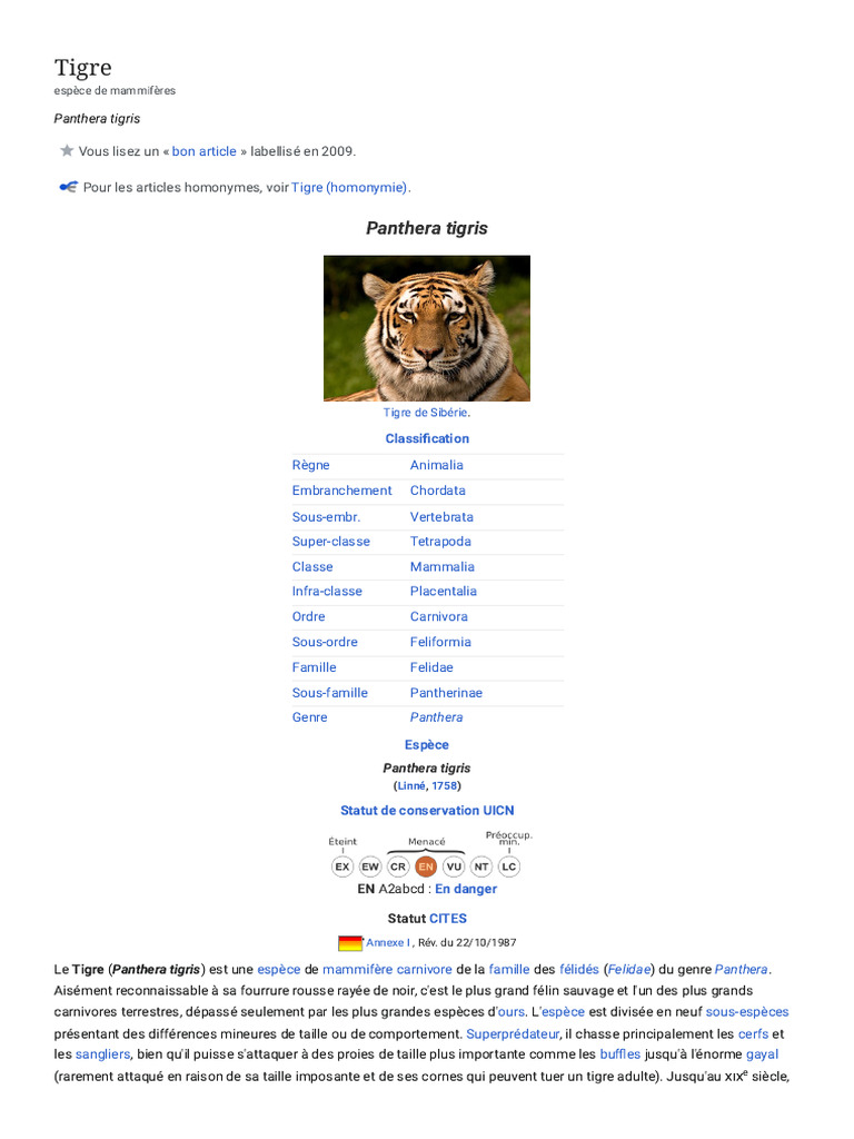 Tigre - Wikipédia | PDF