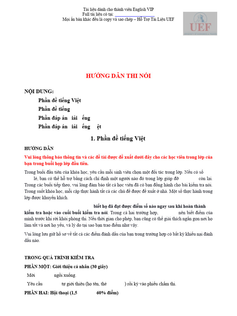 GEP-2 Giải Speaking Test -2023 | PDF