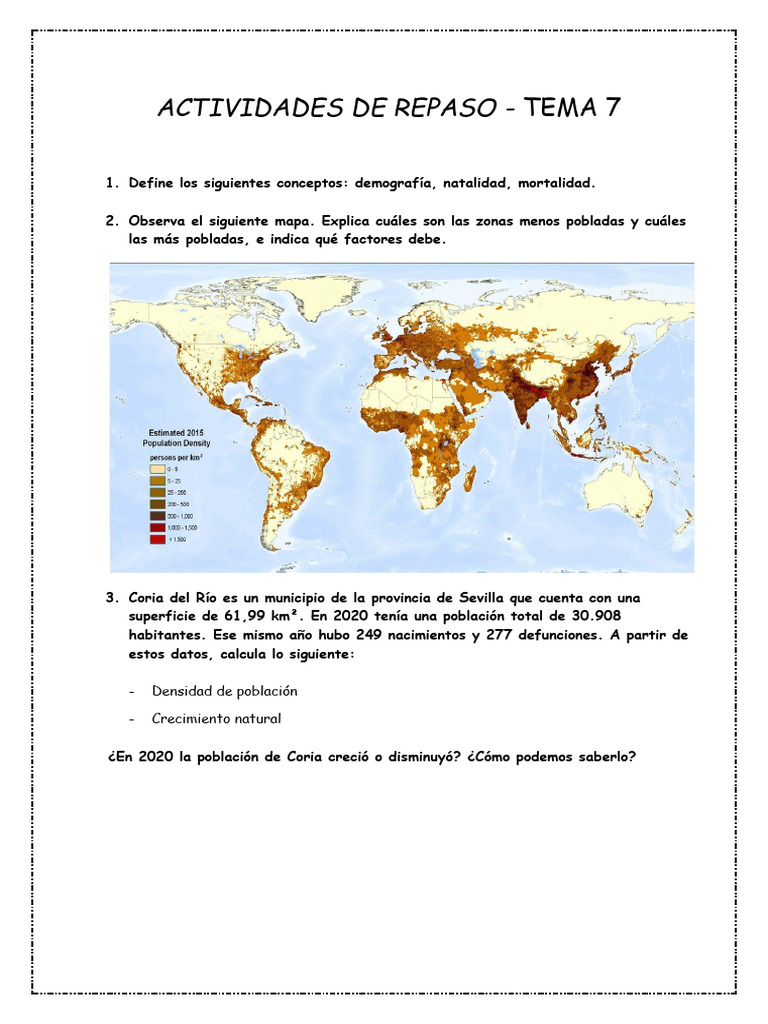 Actividades repaso Tema 7 | PDF