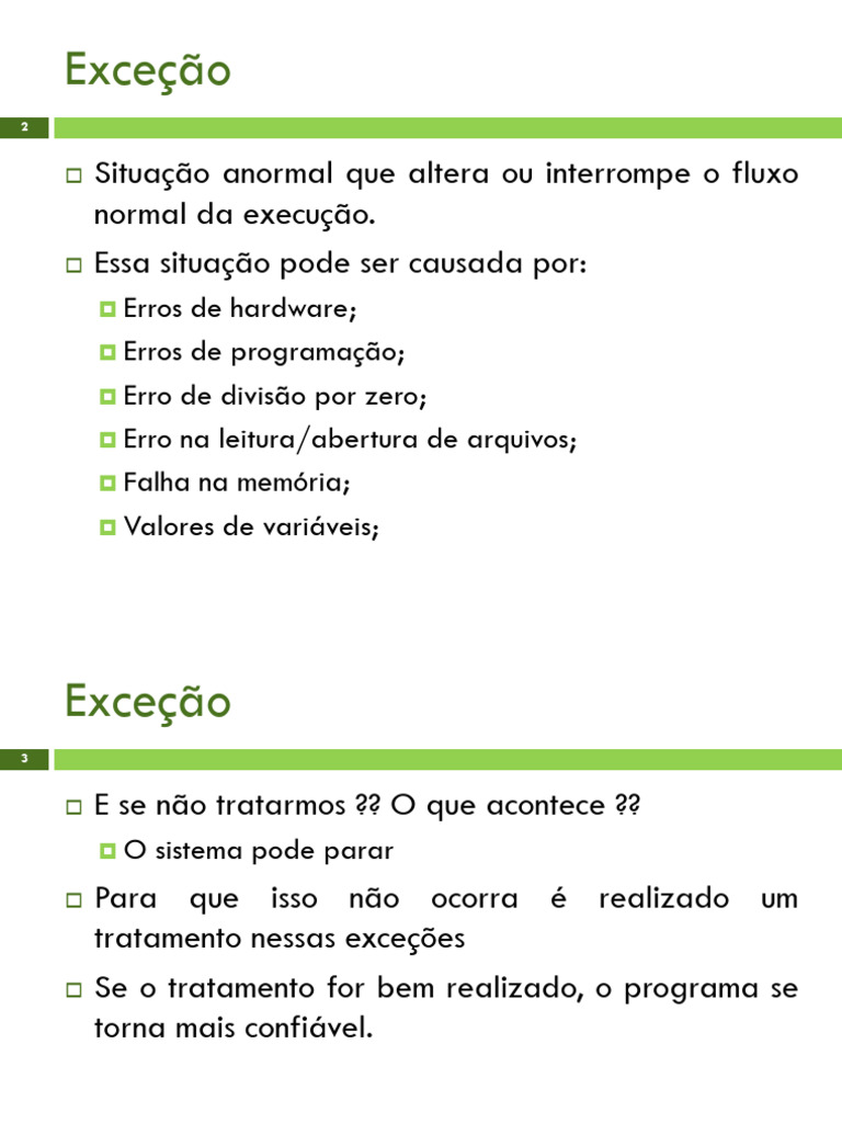 Aula 11 - Tratamento de Excecoes | PDF