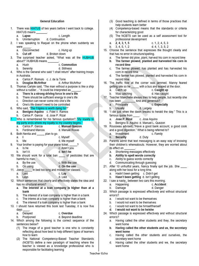 900 Gened Questions | PDF