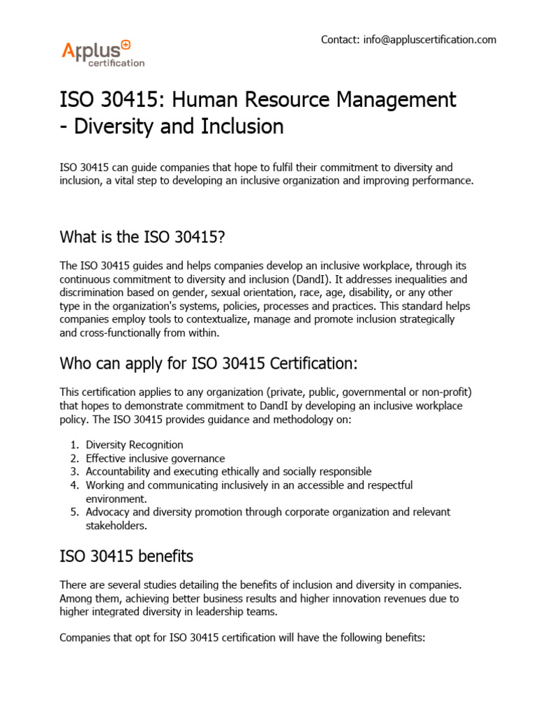 Iso 30415 Diversidad Inclusion en | PDF
