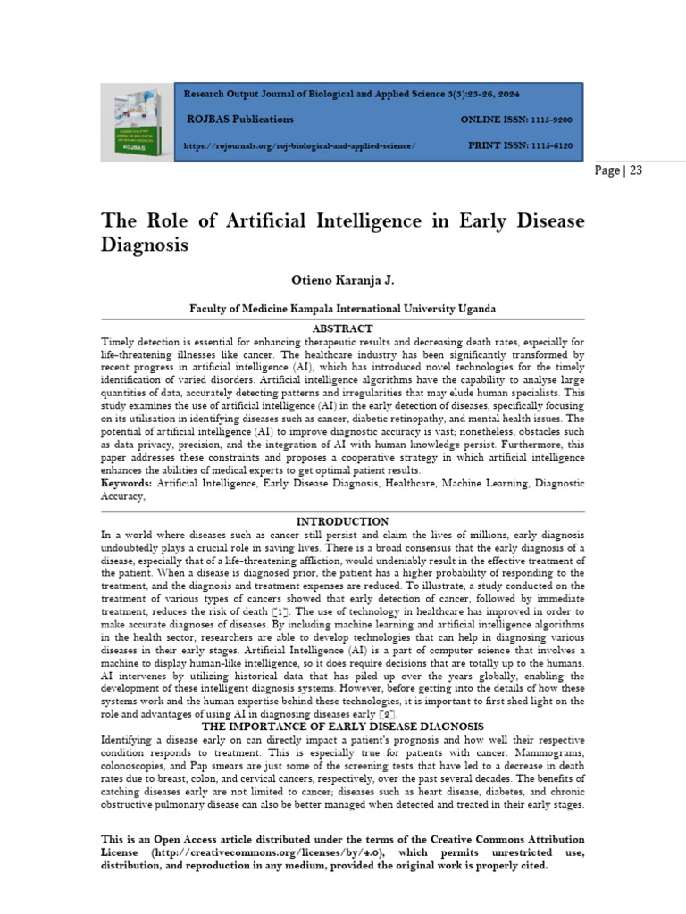 The Role of Artificial Intelligence in Early Disease Diagnosis (WWW ... The Role of Artificial Intelligence in Early Disease Diagnosis (WWW ...