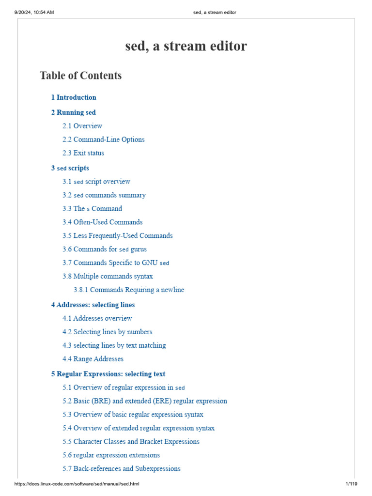 Sed, A Stream Editor | PDF