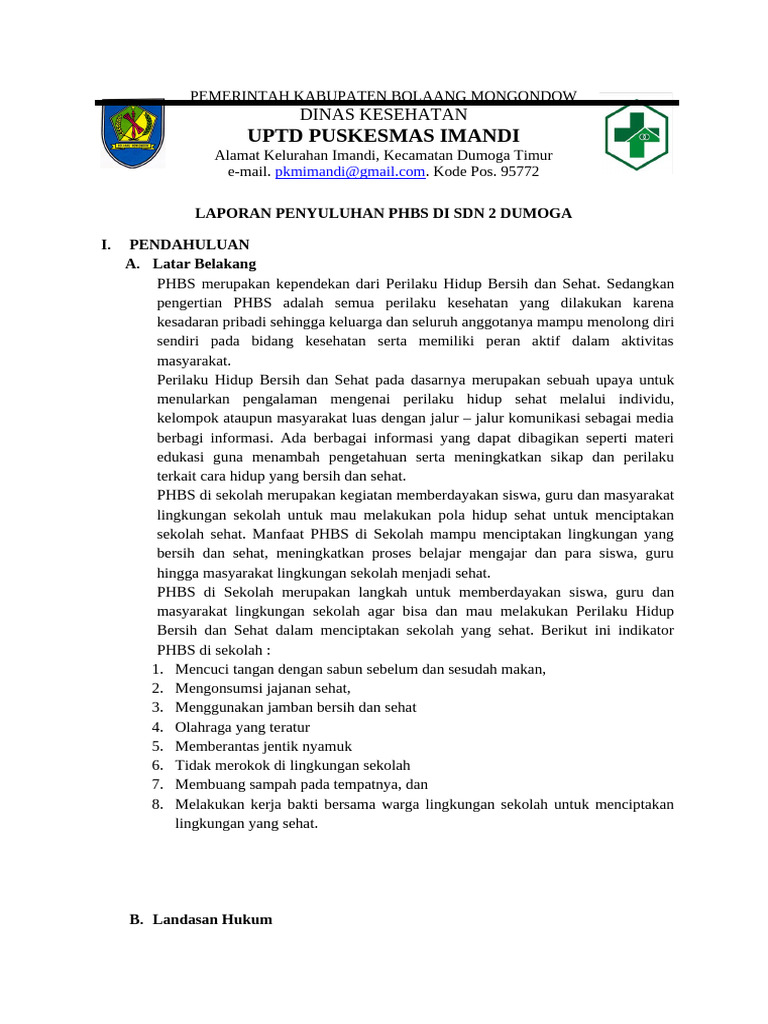 Laporan Penyuluhan PHBS di Dumoga | PDF | Self-Improvement