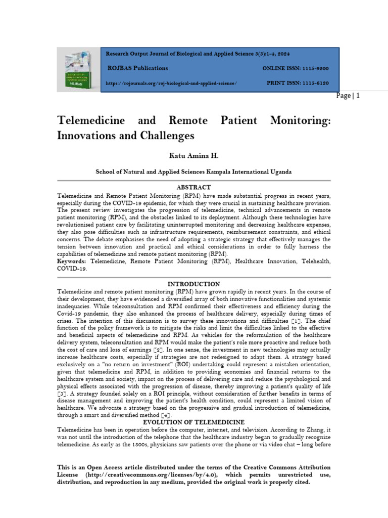 Telemedicine and Remote Patient Monitoring: Innovations and Challenges ...