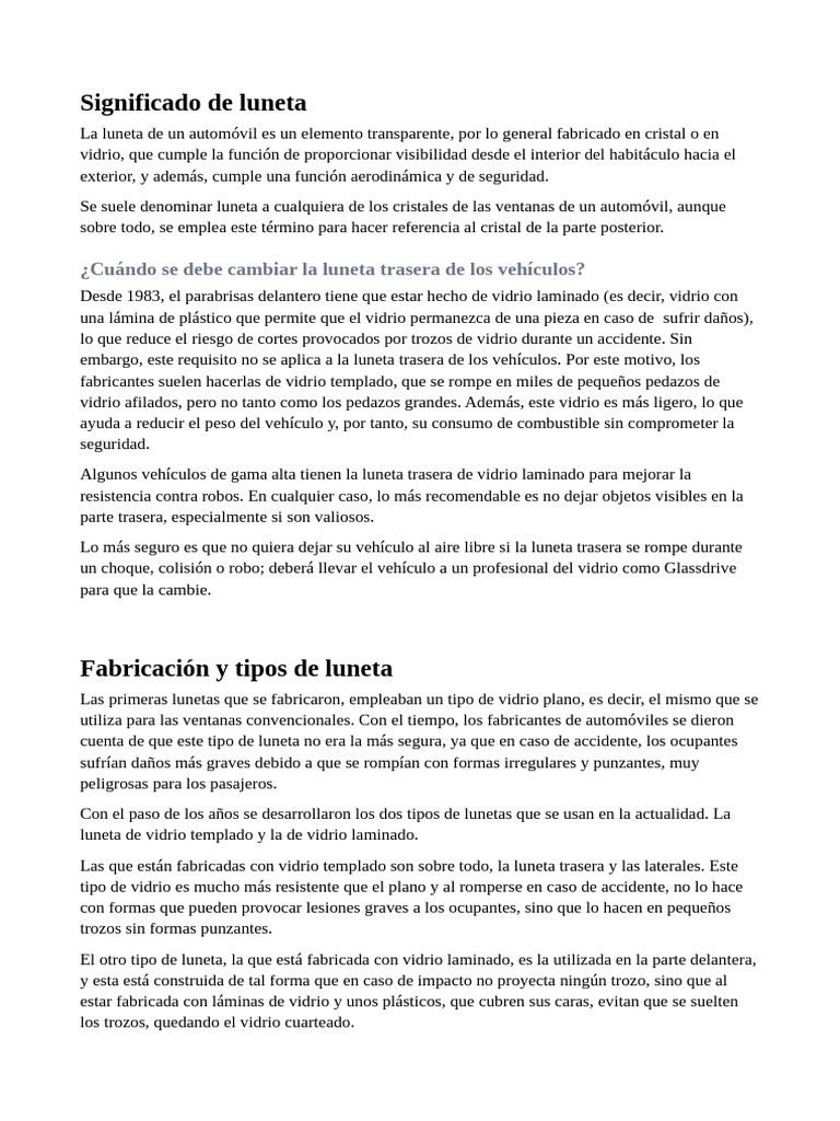 Lunas Del Vehiculo | PDF