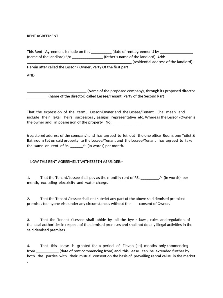 Rent Agreement | PDF