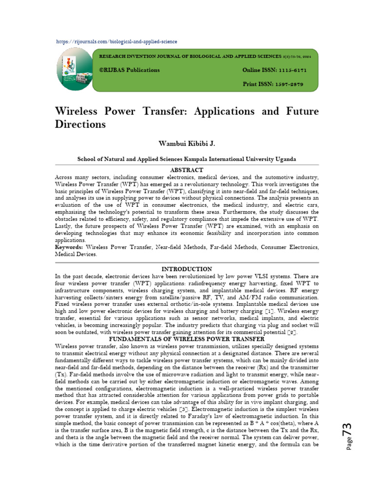 Wireless Power Transfer: Applications and Future Directions (WWW - Kiu ...