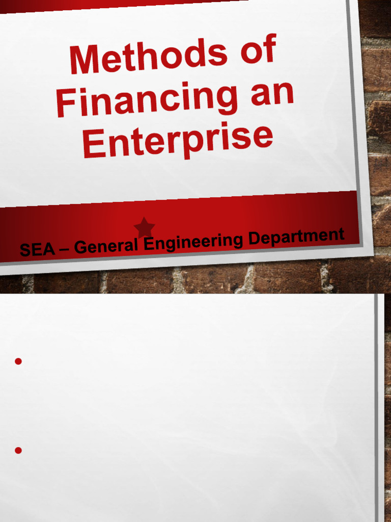 Lesson 6 - Methods of Financing An Enterprise | PDF | Bonds (Finance ...
