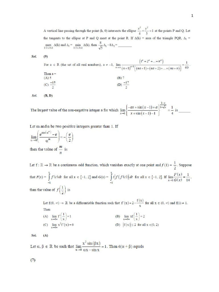 Limits Assignment | PDF