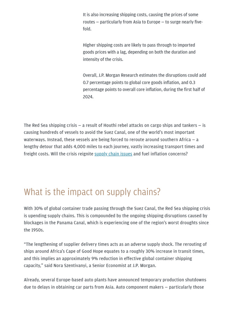 Red Sea Shipping Crisis and Inflation Impact | PDF | Inflation ...