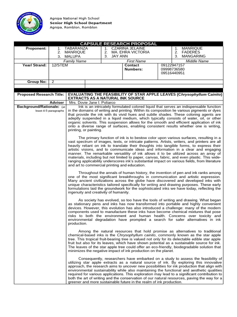 GROUP 2-RESEARCH-CAPSULE-PROPOSAL | PDF
