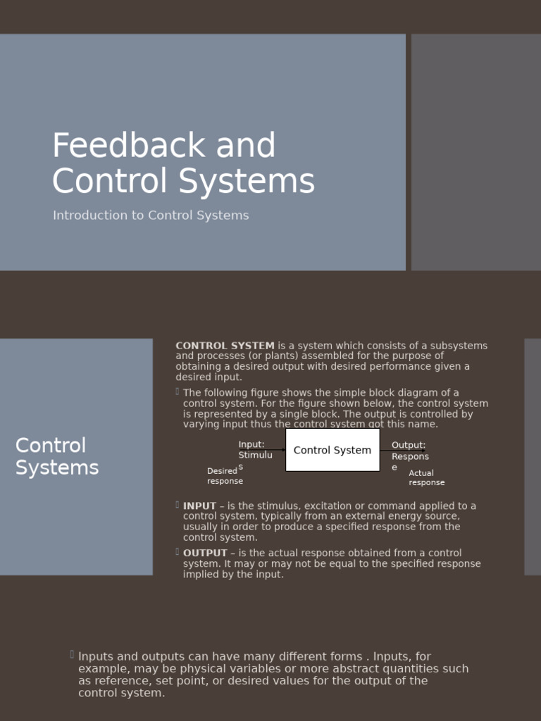 Feedback and Control Systems-Introduction To Control Systems | PDF | System | Discrete Time And ...