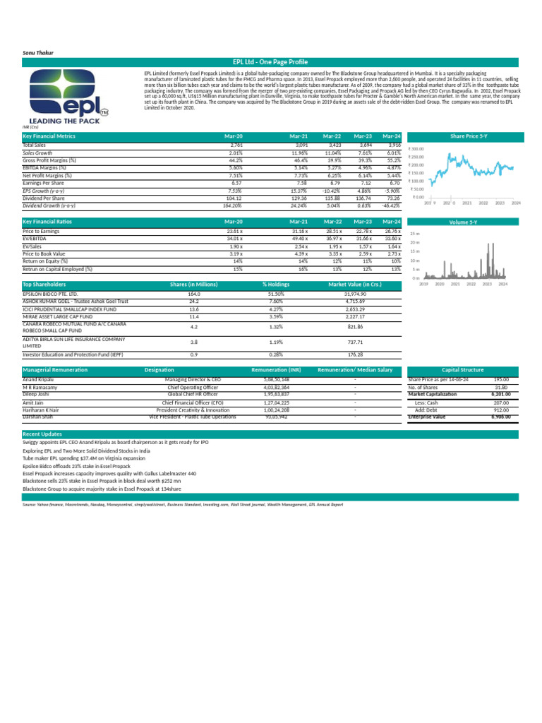 EPL One Page Profile | PDF