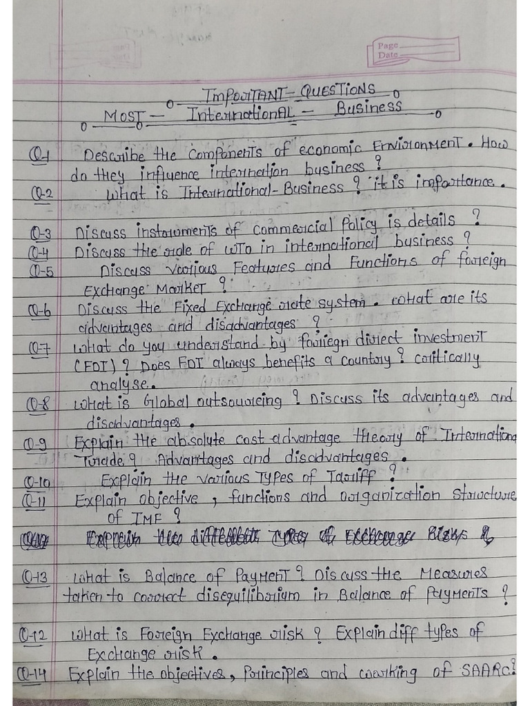 INTERNATIONAL Business (IMPORTANT QUESTIONS)(1) | PDF