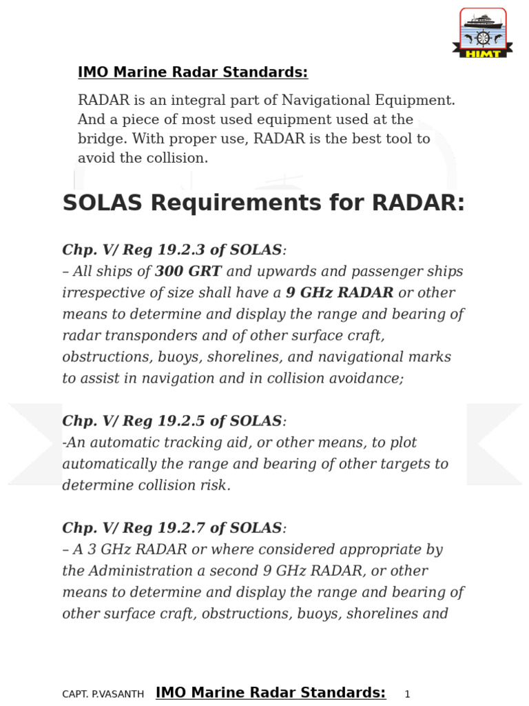 1e.imo Marine Radar Standard | PDF