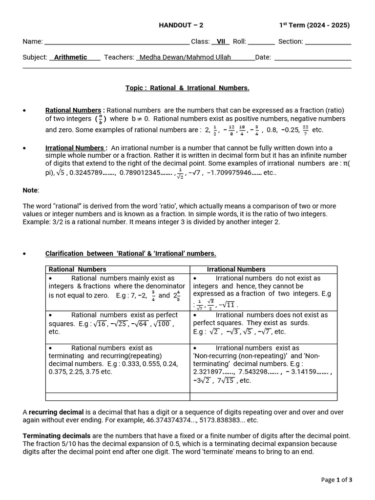 VII Arithmetic Handout 2 | PDF