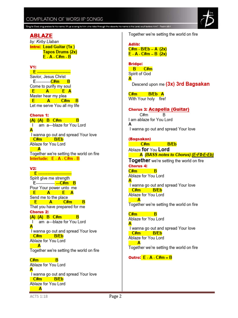 Worship Song - Ablaze | PDF