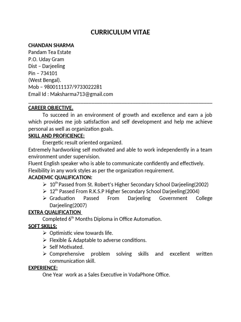 Curriculum Vitae: Chandan Sharma | PDF