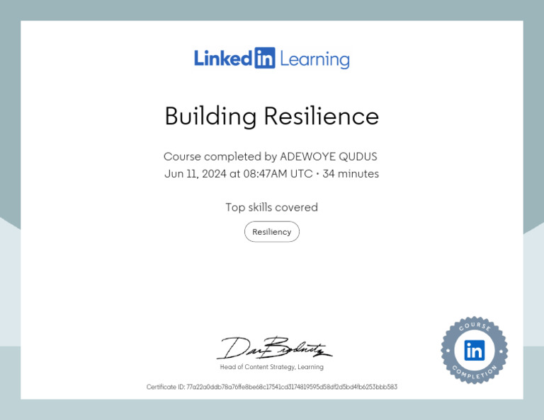 CertificateOfCompletion - Building Resilience | PDF