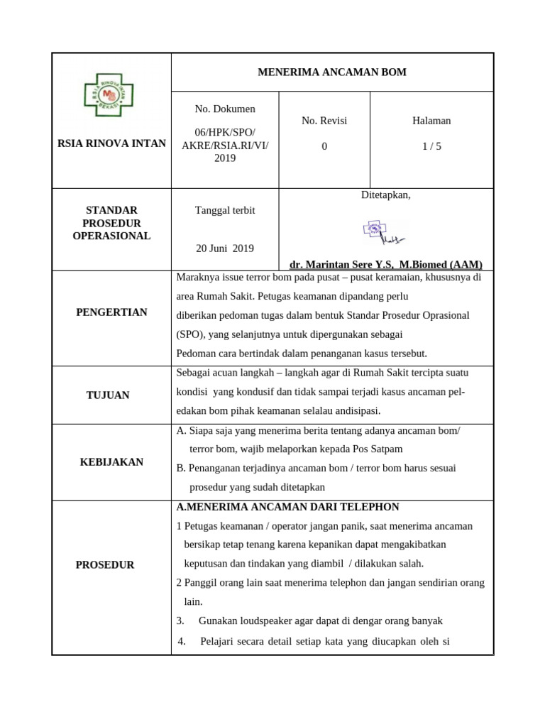 Sop Ancaman Bom | PDF