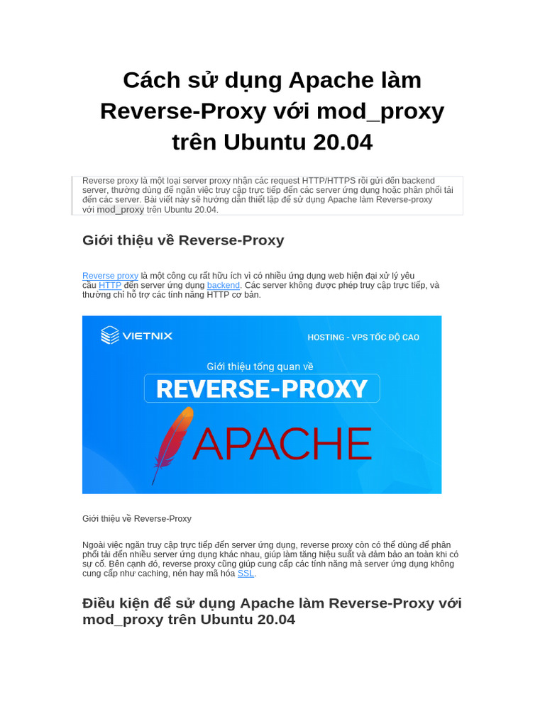 5.1 - Cách S D NG Apache Làm Reverse-Proxy V I Mod - Proxy Trên Ubuntu 20.04 | PDF