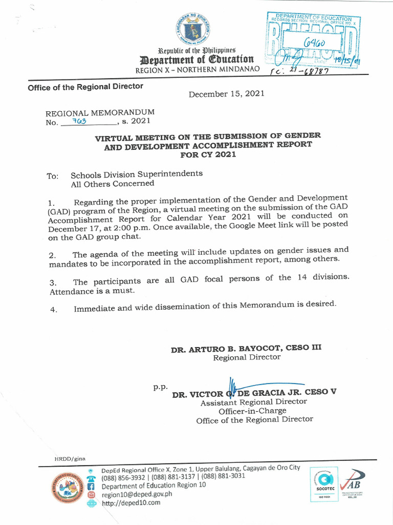 RM_763_Virtual Meeting on the Submission of Gender and Development ...