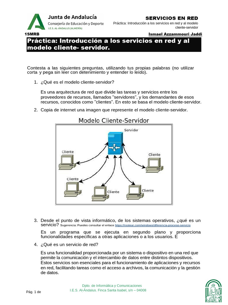 Práctica Servicios de Red y Modelo Cliente-Servidor SMR Ismael Azzammouri Jaddi | PDF
