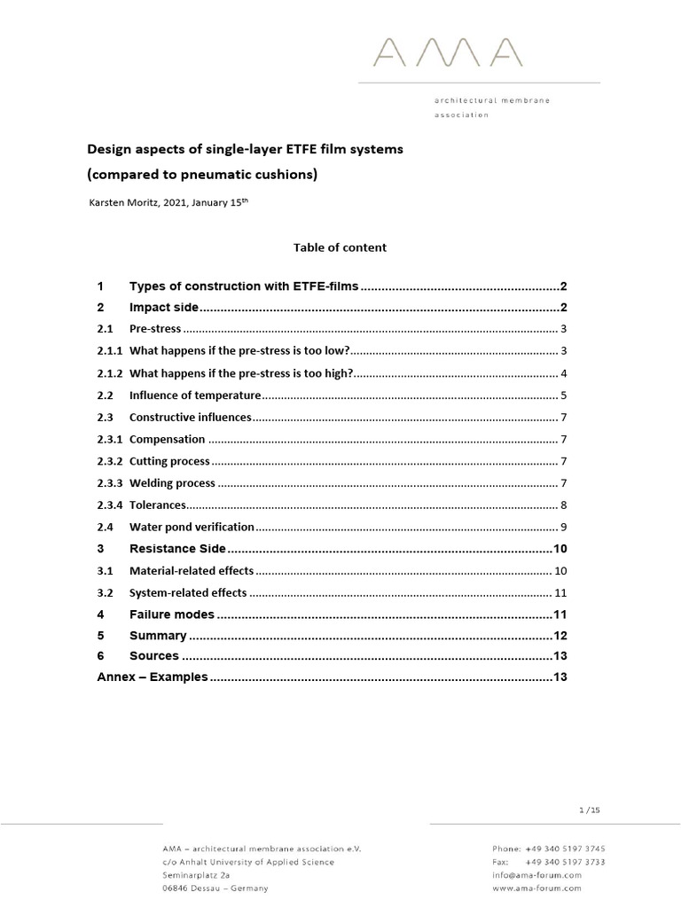 AMA Single-Layer ETFE-Foil-Structures K.Moritz EN | PDF