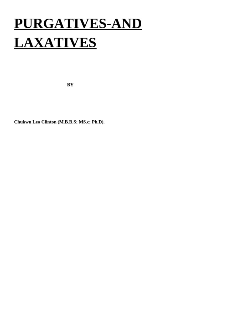 PURGATIVES AND LAXATIVES JM's | PDF | Constipation | Digestive System