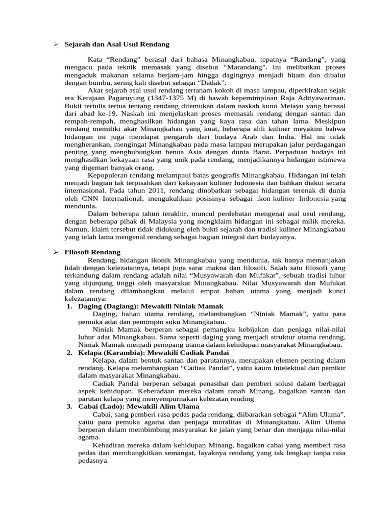 Sejarah Dan Asal Usul Rendang | PDF