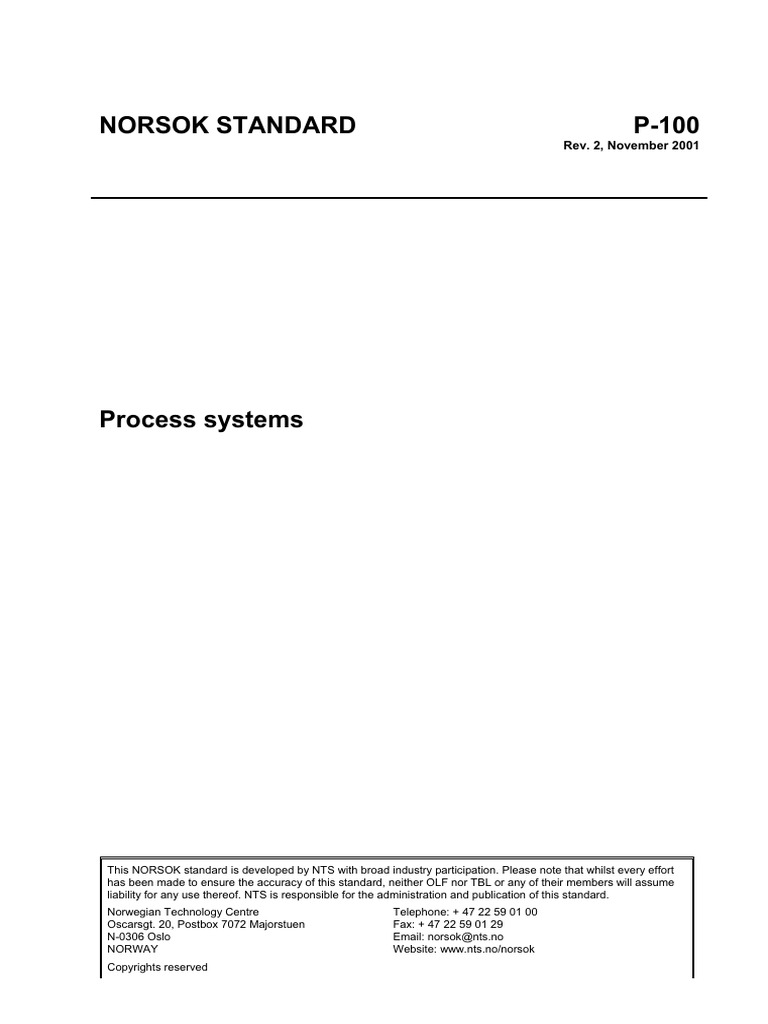 Norsok Standard - Process Systems | PDF | Heat Exchanger | Liquids