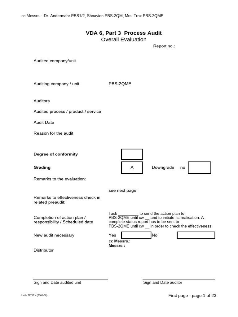 VDA6_ Part 3 Process Audit | PDF