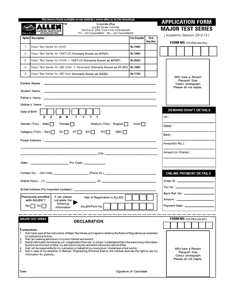 MTS Form | PDF