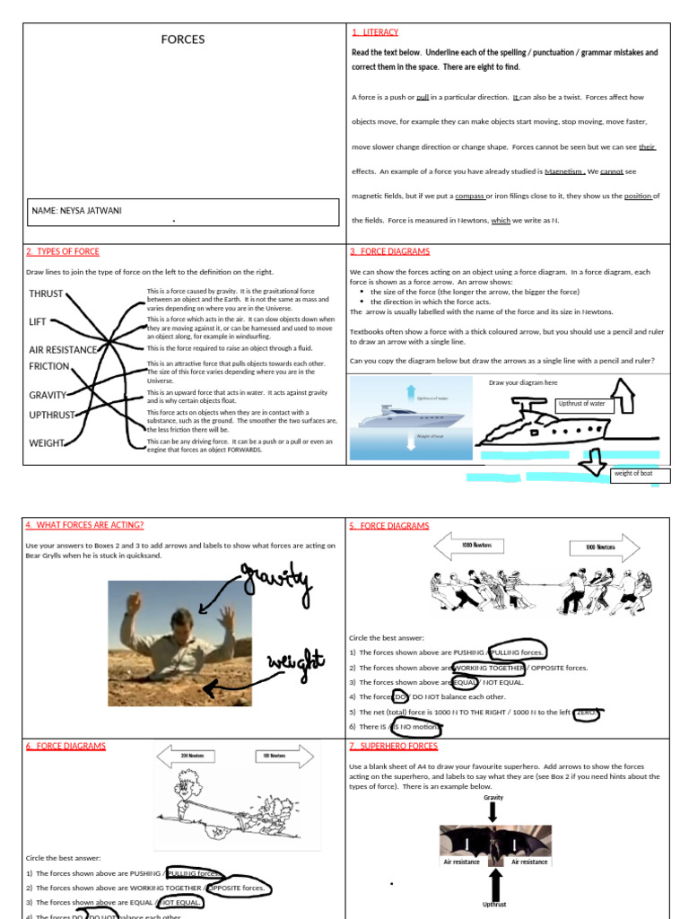 3-Balancing - Forces - Worksheet (1) Work | PDF