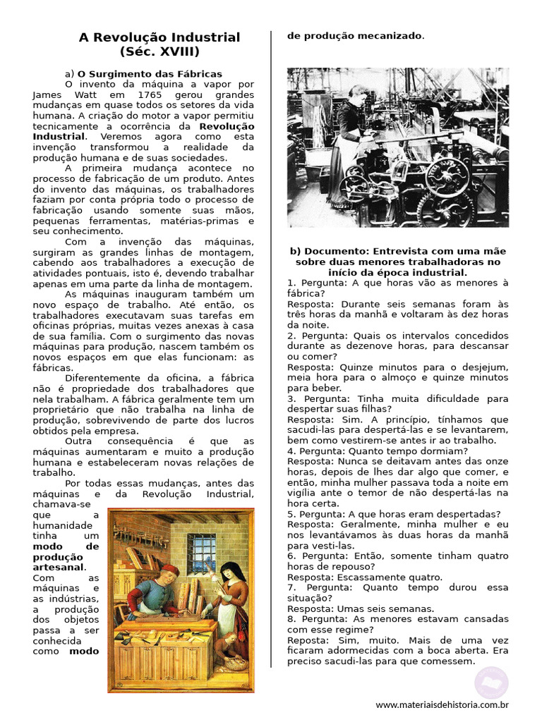 Atividade Revolucao Industrial | PDF