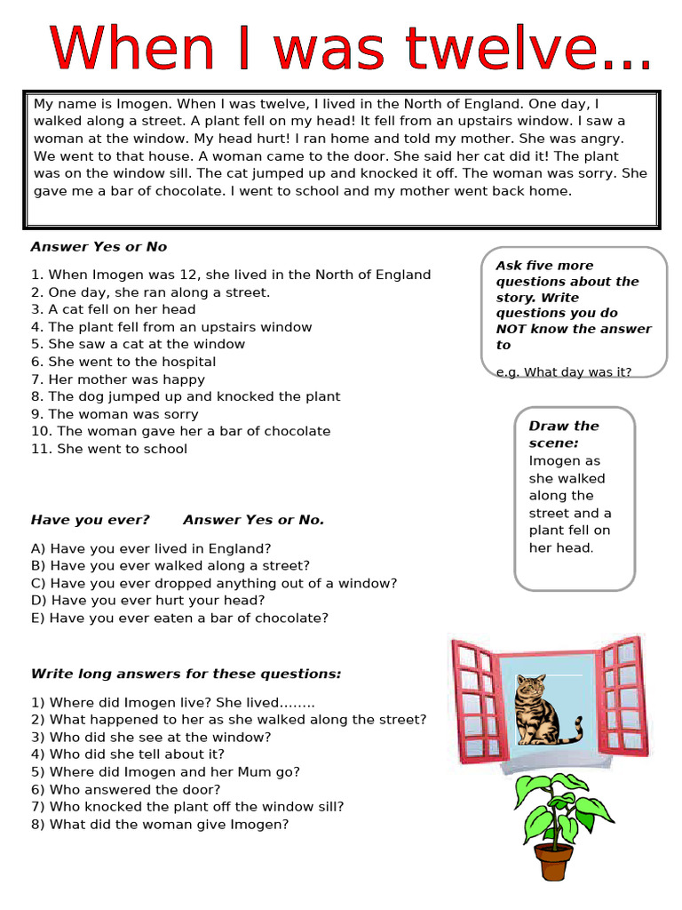 A Simple Passage in The Past Simple Tense Reading Comprehension ...