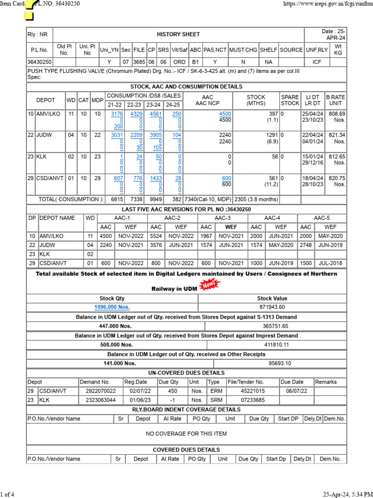 Gravity Cock Demand and PO Sheet NR | PDF