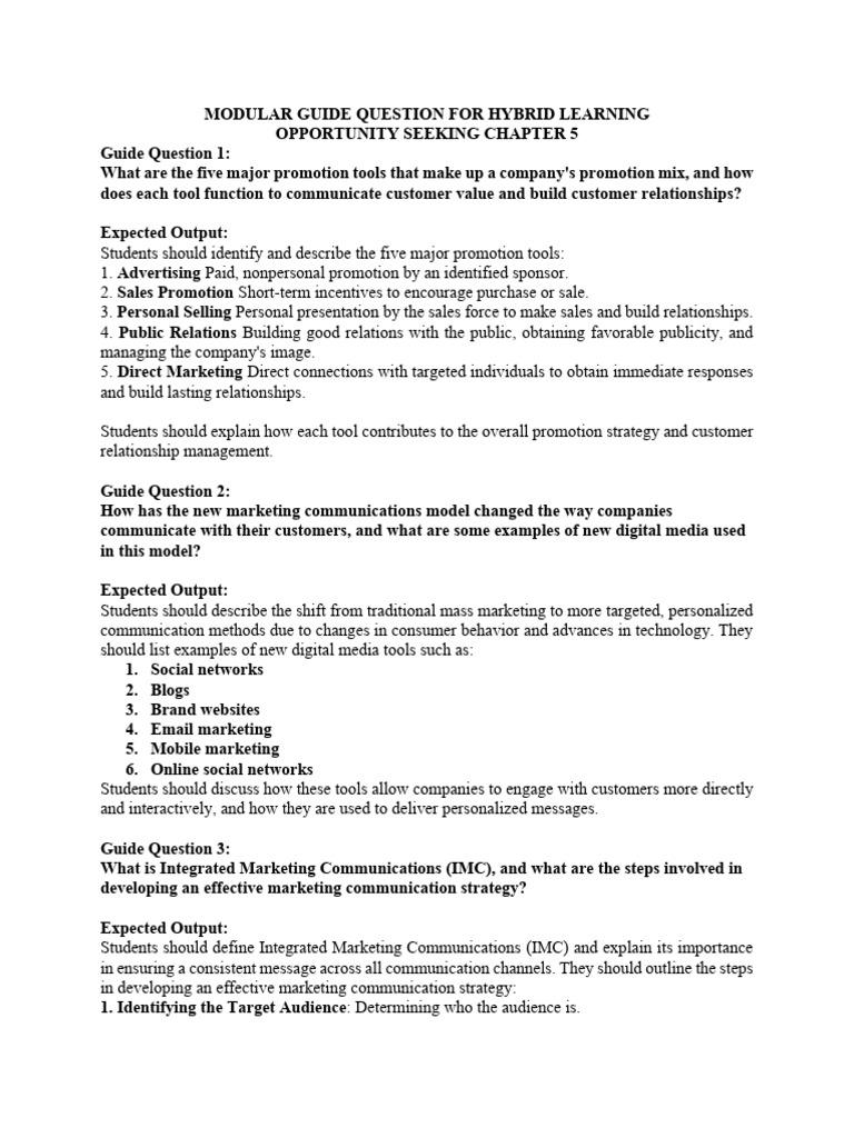Chapter 5 MODULAR GUIDE QUESTION FOR HYBRID LEARNING | PDF