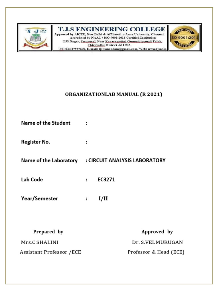 Ec3271 Circuit Analysis Laboratory - Removed | PDF