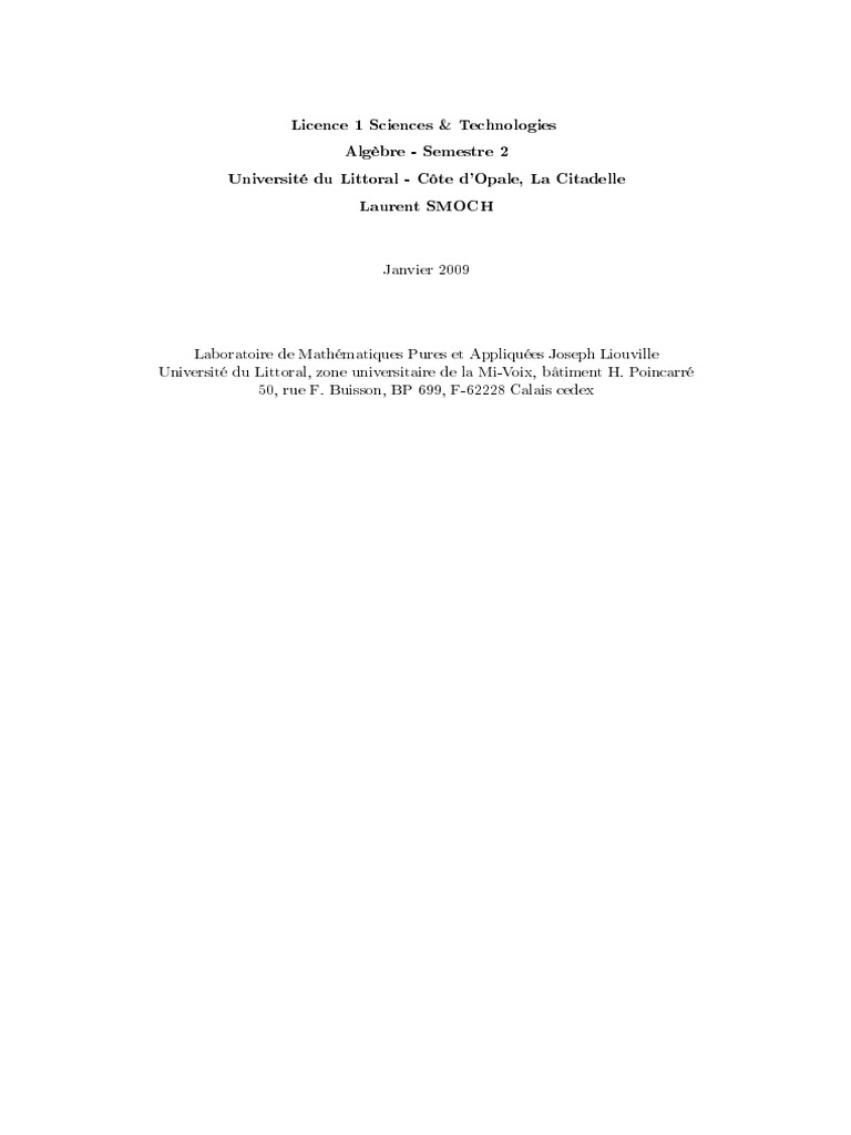 Algebre1 Chap1a | PDF