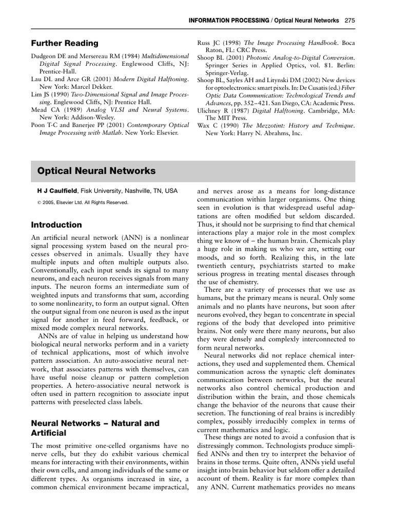 Optical Neural Networks | PDF