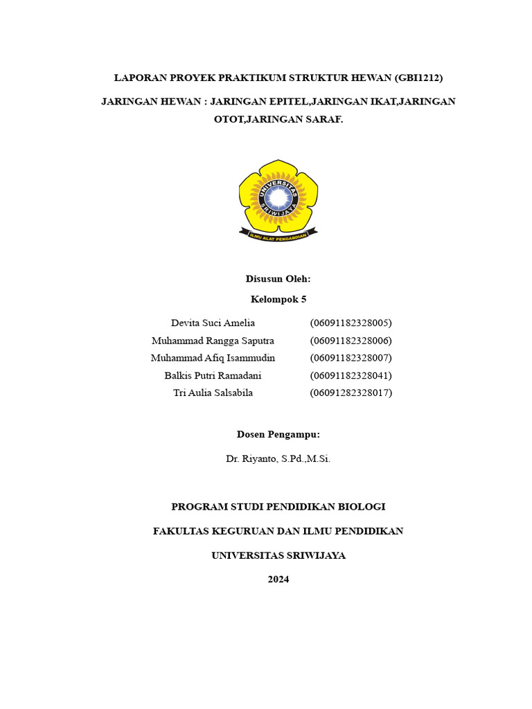 LAPORAN_PROYEK_PRAKTIKUM_STRUKTUR_HEWAN_KELOMPOK_5_jaringan (Z) | PDF LAPORAN_PROYEK_PRAKTIKUM_STRUKTUR_HEWAN_KELOMPOK_5_jaringan (Z) | PDF